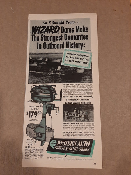 Wizard Outboard Motors 1951 advertisement very good original ...