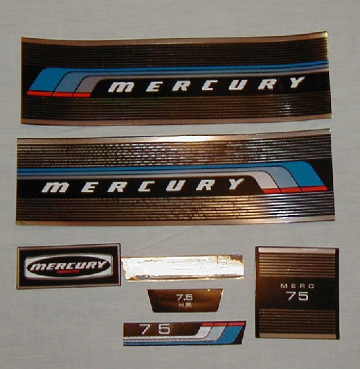 DEC75 - Decal- new decal set for 1976 or 1977 Mercury 7.5HP Model 75 ...